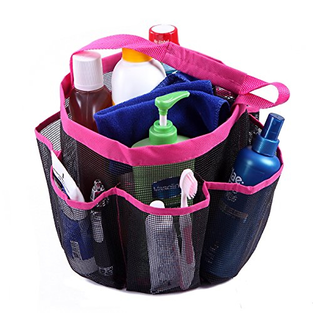 HDE Shower Caddy Mesh Bag College Dorm Bathroom Carry Tote Hanging Organizer (Pink)