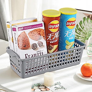 Knifefish 6 Packs Slim Plastic Storage Trays Baskets,Pencil Organizer 11.61" x 5.03", Grey