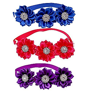 Masue Pets 15pcs/Pack Dog Bow Tie Dog Flower Collar Diamond Dog Accessories Pet Flower Bows Small Dogs Cat Puppy Bowtie Collar Dogs Bowties Pet Supplies