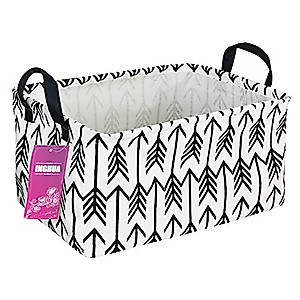 INGHUA Rectangular Storage Basket Fabric Organizer Bin for Toys,Books,Clothes,Gifts,Pets-Perfect for Home,Office,Nursery,Dorm,Shelf(Rec Black Arrows)