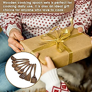WOODME Kitchen Utensils Set 8 Piece Teak Wooden Cooking Utensil Set Non-Stick Pan Wood Spoons and Spatula Cookware for Home Everyday Use &Kitchen Tools
