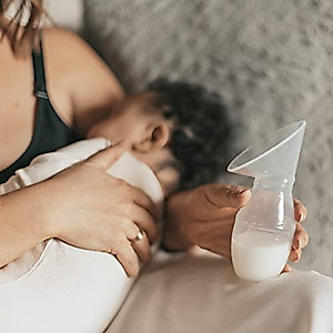 Dr. Brown's Silicone One-Piece Breast Pump Breast Milk Catcher & Travel Bag, 4oz Anti-Colic Options+ Baby Bottle, Level 1 Nipple & Travel Lid