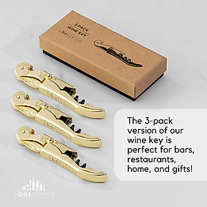 A Bar Above Manual Wine Bottle Opener – Corkscrew Wine Key for Servers, Waiters & Home Bartenders with Foil Cutter & Bottle Cap Remover – Beer & Wine Tool Accessories (Black, Single Pack)