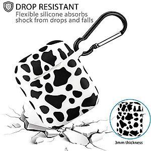 Airpod Case Soft Silicone Flexible Skin Cow Print, YOMPLOW Air pods Case Cover Earpod Case iPod Case for Apple AirPods 2&1 Cute for Girls Women with Keychain (Cow)