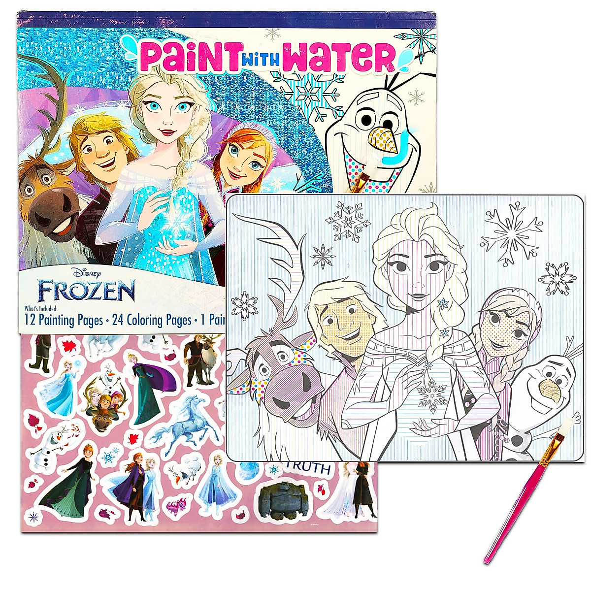 Classic Disney Disney Frozen Paint Posters Set - 4 Pc Bundle with Frozen Painting Activity Book, Coloring Books, Stickers and More | Frozen Anna and Elsa Activities for Toddlers, Kids
