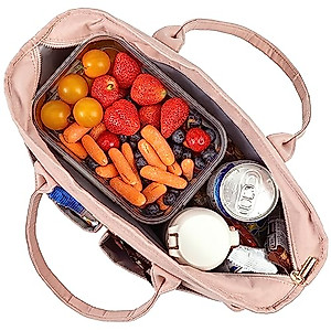 NISHEL Lunch Box for Women, Portable Insulated Lunch Bag, Reusable Cooler Bag with Leak-proof Insulated Thermal Compartment, Tote for Office Work Picnic Travel Gym, Pink