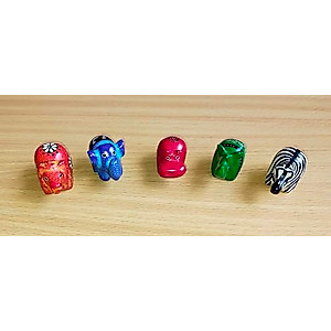 Handmade From Africa - Set of 5 Mini Soapstone - Hand Carved Lion - Elephant - Hippo - Rhino - Zebra - Figurine Sculpture - Handmade in Kenya - 1 Inch Height x 2 Inches Long, SS18