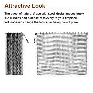 LegendFlame Fireplace Mesh Screen Curtain 22” High, Two 24" Wide Panels, Black Matte, SP62-22
