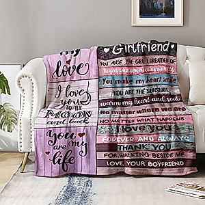 Aimego Gifts for Girlfriend, Anniversary Day Gift for Her, Girlfriend Birthday I Love You Romantic Gifts Ideas for Her, Girlfriend Gifts from Boyfriend on to Girlfriend Blanket for Bed Couch