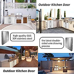 Marada Outdoor Kitchen Doors,304 Stainless Steel Access BBQ Doors with Vents All Brushed Stainless Steel Flush Mount Double Wall Door for BBQ Island & Grill,Outdoor Kitchen(24'" W x 24" H)