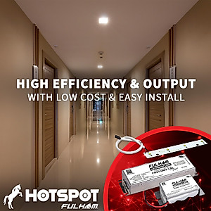 Fulham Lighting FHSAC1UNV40L FireHorse Hot Spot Plus-All-in-One System-40W-0-10V Dimming-Programmable Output (250mA-1400mA) -Linear Case LED Driver & Emergency System, Silver