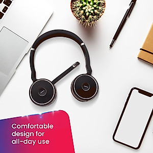 Jabra Evolve 75 Bluetooth Headset Bundle, Wall Charger, USB Dongle 7599-832-109-B, Pc, Mac, Compatible for Dragon, Softphones, Mobile, Tablet, Microsoft Certified, Skype, Cisco, Avaya