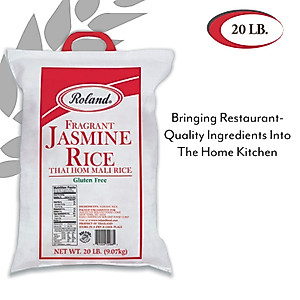 Roland Foods Fragrant Jasmine Rice from Thailand, 20 Lb Bag