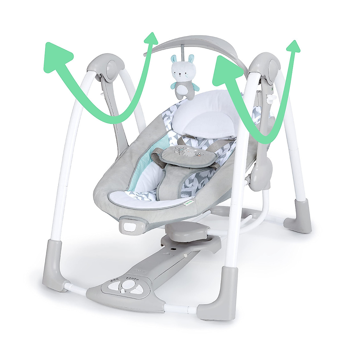 Ingenuity ConvertMe 2-in-1 Compact Portable Automatic Baby Swing & Infant Seat, Battery-Powered Vibrations, Nature Sounds, 0-9 Months 6-20 lbs (Raylan)