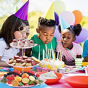 Cupcake Stand,2 Pack of 3-Tier Flower Dessert Plates Mini Cakes Fruit Candy Display Tower Cookie Tray Rack Candy Buffet Holder Cake Stand Cardboard Cupcake Stand Tiered Serving Stand (Style 1)