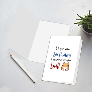 Alzombi Funny Happy Birthday Card, Cute Corgi Butt Bday Card for Husband Wife, Cheeky Love Card for Him Her