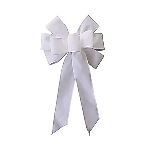 Large 10" Wired White Velvet Outdoor Wreath Bows