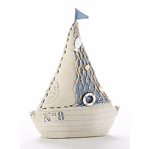 Delton Nautical Sail Boat Door Stop of Weighted Canvas, Blue, White