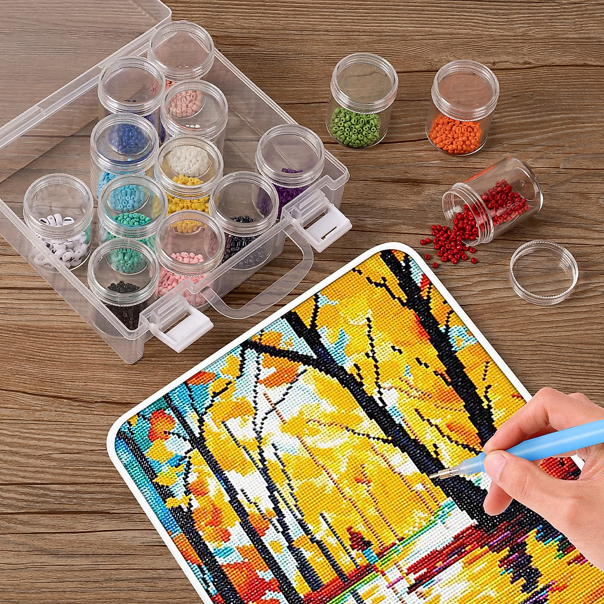 Bead Organizer Box, Diamond Painting Art Accessories Storage Box Containers, Diamond Bead Storage Box Organizer Containers Small Plastic Embroidery Storage Bead Container for Beads (1Pack-14Grid)