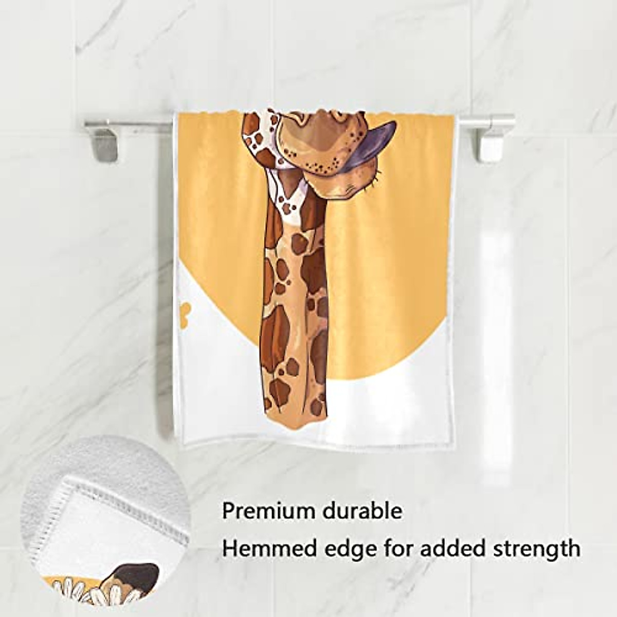 HUSSRITY Funny Giraffe with Daisies Towels Super Soft Hand Towel Highly Absorbent Washcloths Quick Dry Bath Towel 30x15 Inch Durable Lightweight