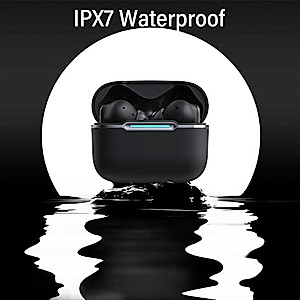 Wireless Earbuds Bluetooth 5.1 Headphones with Wireless Charging Case IPX7 Waterproof Stereo Earphones in-Ear Built-in Mic Headset, Auto Pairing Headphones for iPhone/Samsung/iOS/Android (Black)