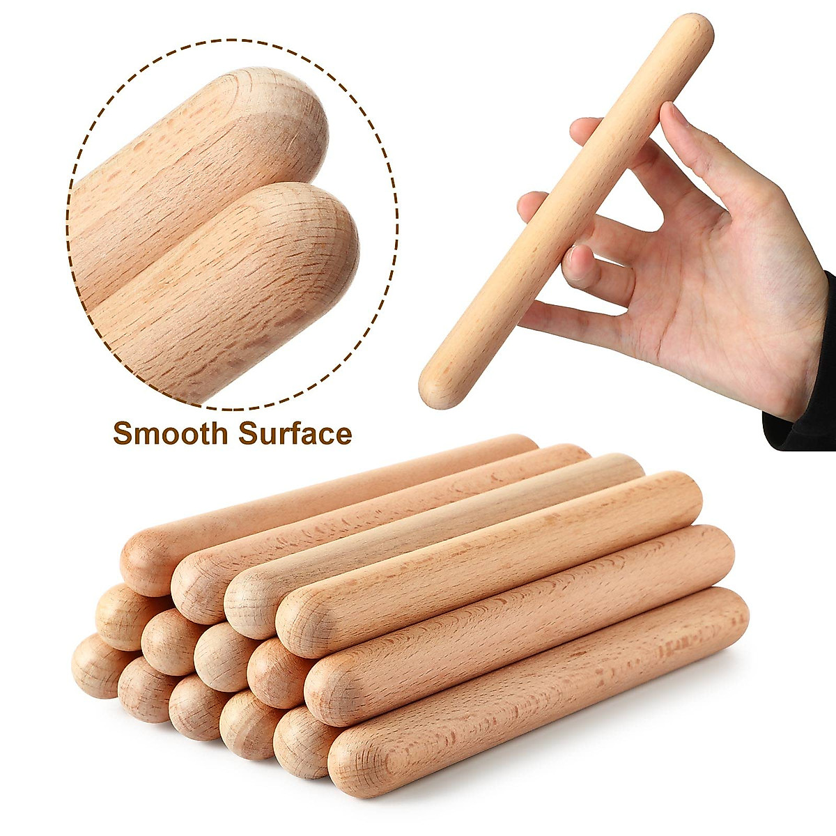 Boao 20 Pieces Rhythm Sticks for Kids Bulk 8 Inch Music Lummi Sticks with Carry Bag Music Rhythm Sticks Classical Wood Claves Musical Percussion Instrument Musical Sticks Classroom Set
