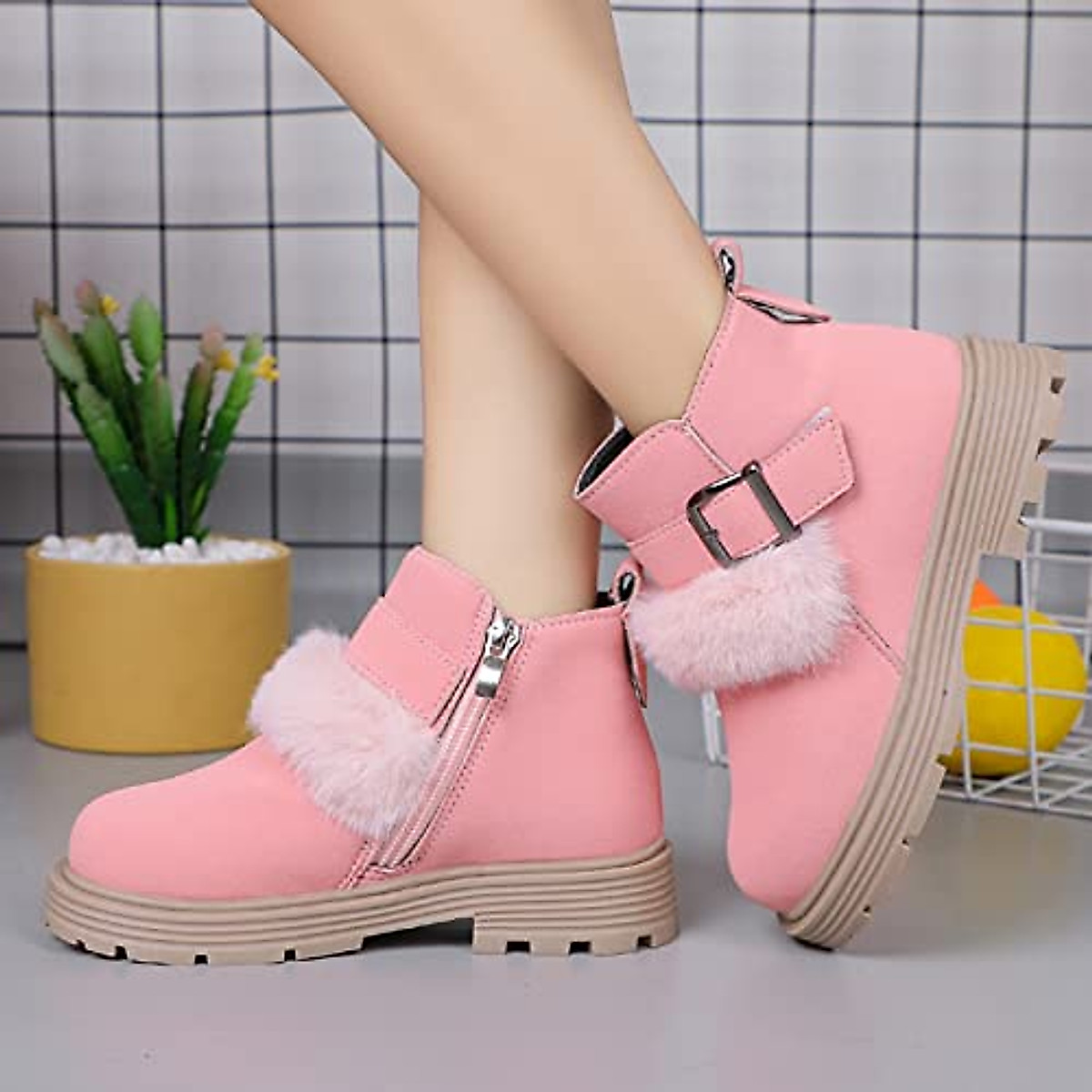 Girls Shoes Fashion Solid Color Short Boots Non Slip Breathable Nude Women Boots Toddler Girl Boots (Pink, 5.5-6 Years Little Child)