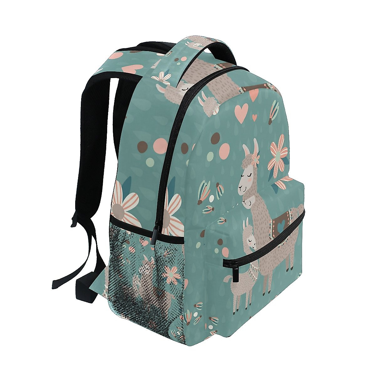 Cute Llama Baby Flower Fantasy Backpack School Bag Travel Daypack One_Size