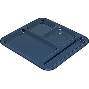 Carlisle FoodService Products Melamine Right-Hand 4-Compartment Tray, 10x9.75 Inches, Dark Blue
