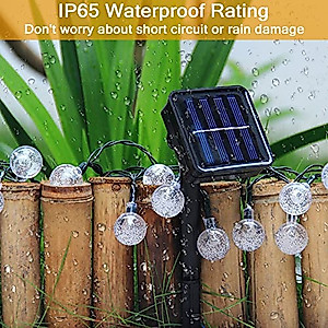 Solar Outdoor String Lights, Waterproof Crystal Ball Lights,8 Mode Indoor/Outdoor Fairy Lights, Decorative Lighting for Home, Garden, Party, Festival (Pure White,5m 20 LEDs)