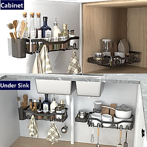 NESOMI Shower Caddy Adhesive Shower Organizer Bathroom Shower Shelves, Wall Shelf for Inside Shower Storage with Soap Dish&16 Hooks, Rustproof Stainless Steel No Drilling Rack Home Decor 2 Pack Large