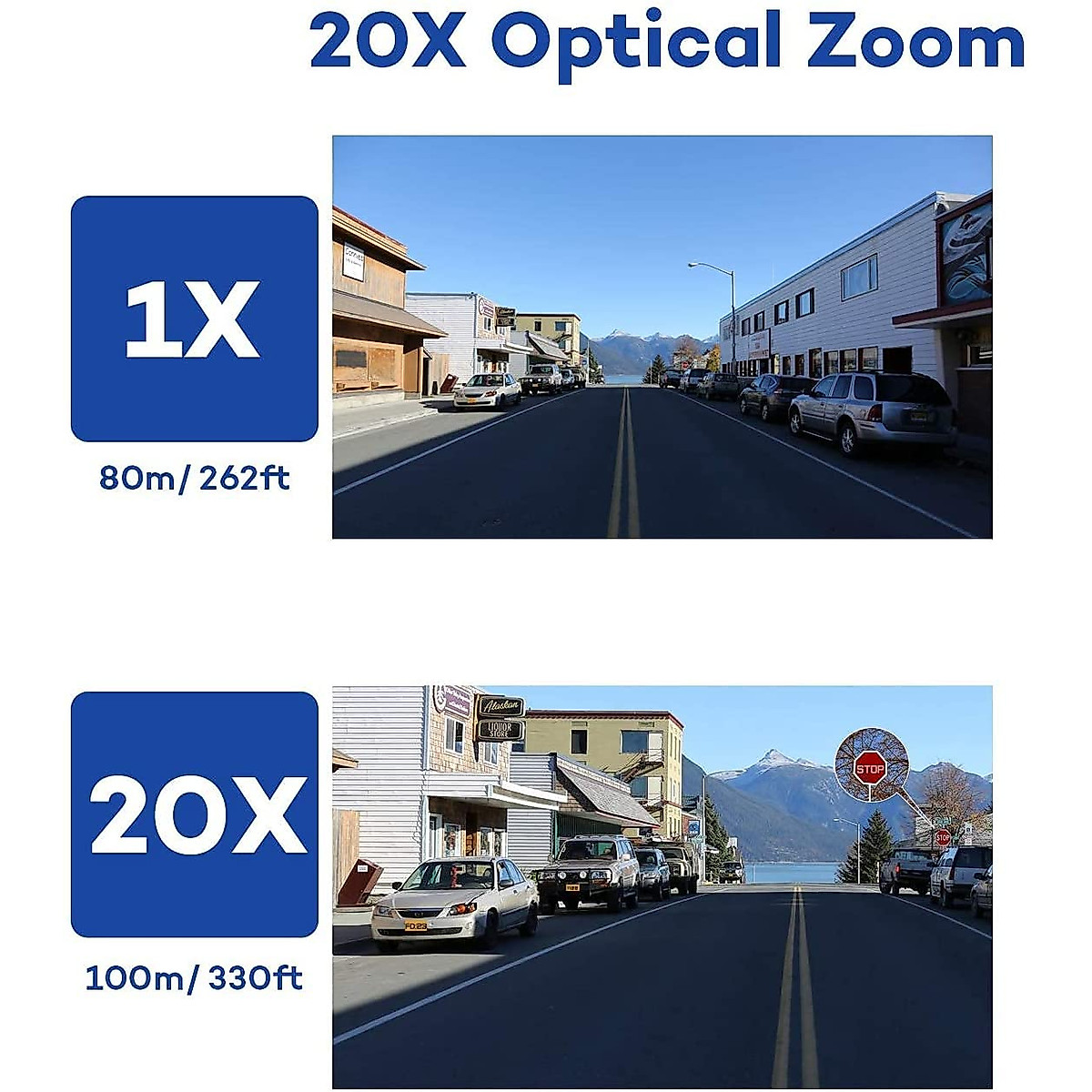 ONWOTE 4K 8MP 20X IP PTZ PoE Security Camera, Smart AI Human Vehicle Detection, Support Auto Tracking, 360° Pan 90° Tilt 20X Optical Zoom, 4.7-94mm Motorized Lens, Auto Cruising, 262-328ft IR IP66