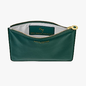 KATIE LOXTON Birthstone Jewel Shade Womens Medium Vegan Leather Sentiment Perfect Pouch May Dark Green