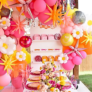 Pink and Yellow Balloons, 12 Inch Retro Blush Pink Yellow Balloons, 35 Pcs Dusty Pink Maca Orange Latex Balloons for Girls Boho Birthday Bridal Shower Wedding Engagement Thanksgiving Party Decorations