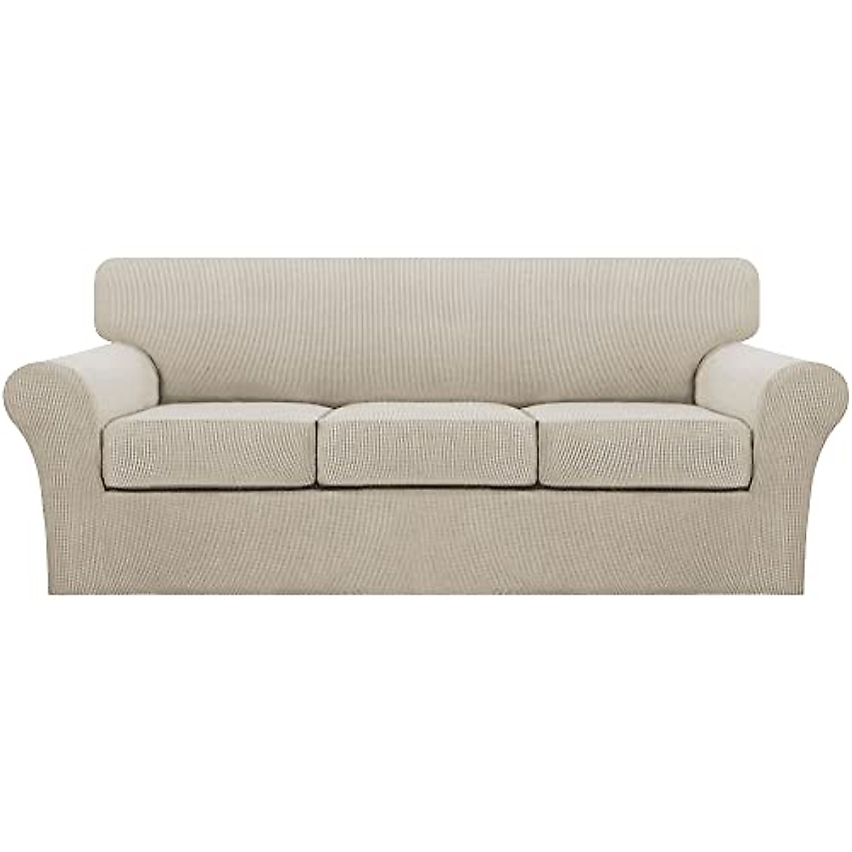 4 Piece Sofa Covers for 3 Cushion Couch Sofa Slipcover Soft Couch Cover for Dogs-Washable Sofa Furniture Covers with 3 Individual Cushion Covers, Feature Jacquard Fabric (3 Cushion Sofa, Island Fossi)