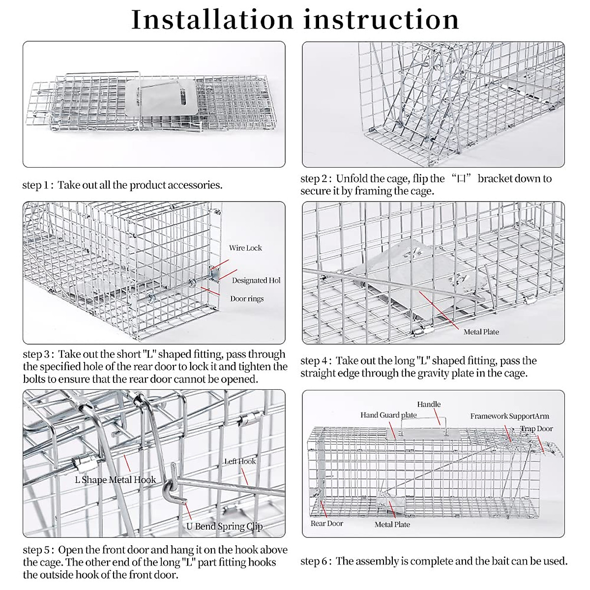 Meibangzz Animal Traps,Live Animal Trap for Cats,Rabbits, Squirrels,cat Trap for Stray Cats, Live Traps for Raccoons, Stainless Steel Foldable with Pedal Triggers (32 x 11 x 12.6 inches)