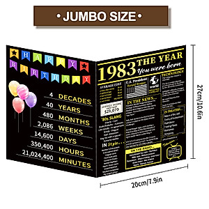 KDVOG 40th Birthday Card Gifts for Women Men, Jumbo 40 Year Old Birthday Gift for Wife Husband, 40th Birthday Card for Him Her, Funny 30 Year Old Birthday Gifts Idea for Friends, Back In 1983