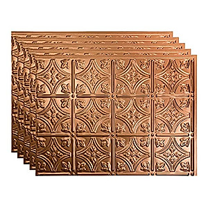 FASÄDE Traditional Style/Pattern 1 Decorative Vinyl 18in x 24in Backsplash Panel in Polished Copper (5 Pack)