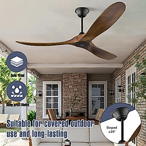 NWIASS 70 Inch Outdoor Ceiling Fans for Patios, Modern Ceiling Fan No Light with Remote Solid Wood Ceiling Fan Damp Rated, 3 Blade Large Ceiling Fan for Indoor High Low Sloped Ceiling, DC Ceiling Fan