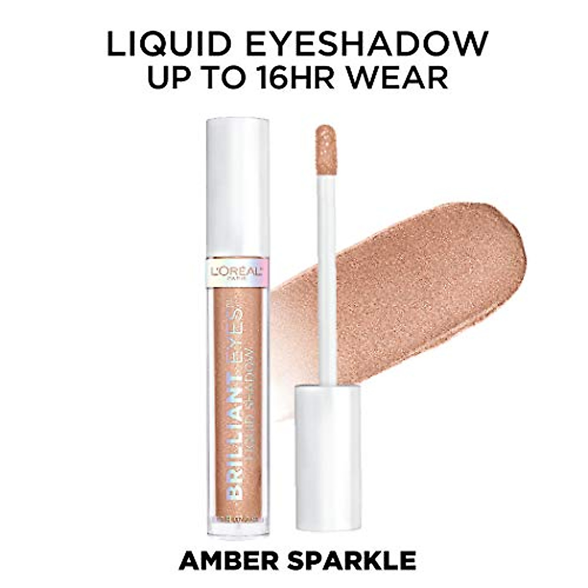 L’Oréal Paris Brilliant Eyes Shimmer Liquid Eye Shadow, Longwearing Lasting Shimmer, Crease Resistant, Flake-Proof, Precision Applicator, Quick Dry, Non-Greasy, Amber Sparkle, 0.1 oz.