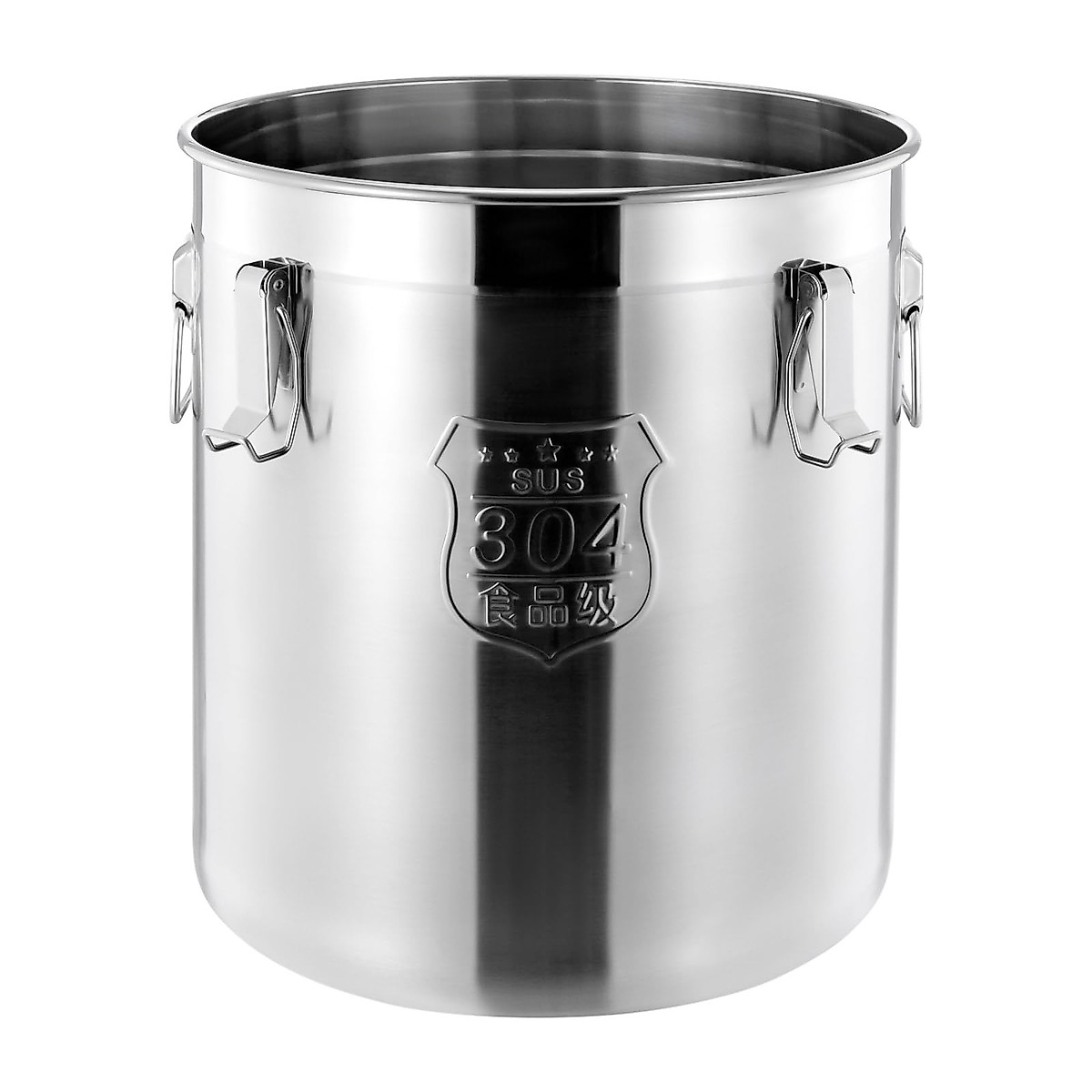 DYNAMI 304 Stainless Steel Airtight Canister,48L/12.7Gal Large Canisters Container with Lids and Sturdy Locking Clamp,Bucket Food Storage Containers for Rice, Flour, Grain, Coffee Bean (48L)