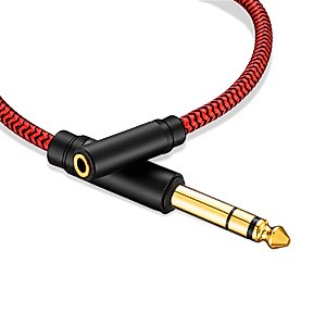 WERPOWER 25Ft 6.35mm to 3.5mm Headphones Adapter, Universal Stereo Extension Cable for Amplifiers, Guitar Amp, Piano, Home Theater Devices, Mixing Console