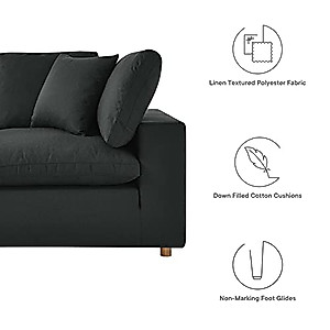 Modway Commix Modular Sofa, U Shaped Reclining Sectional, Black Fabric