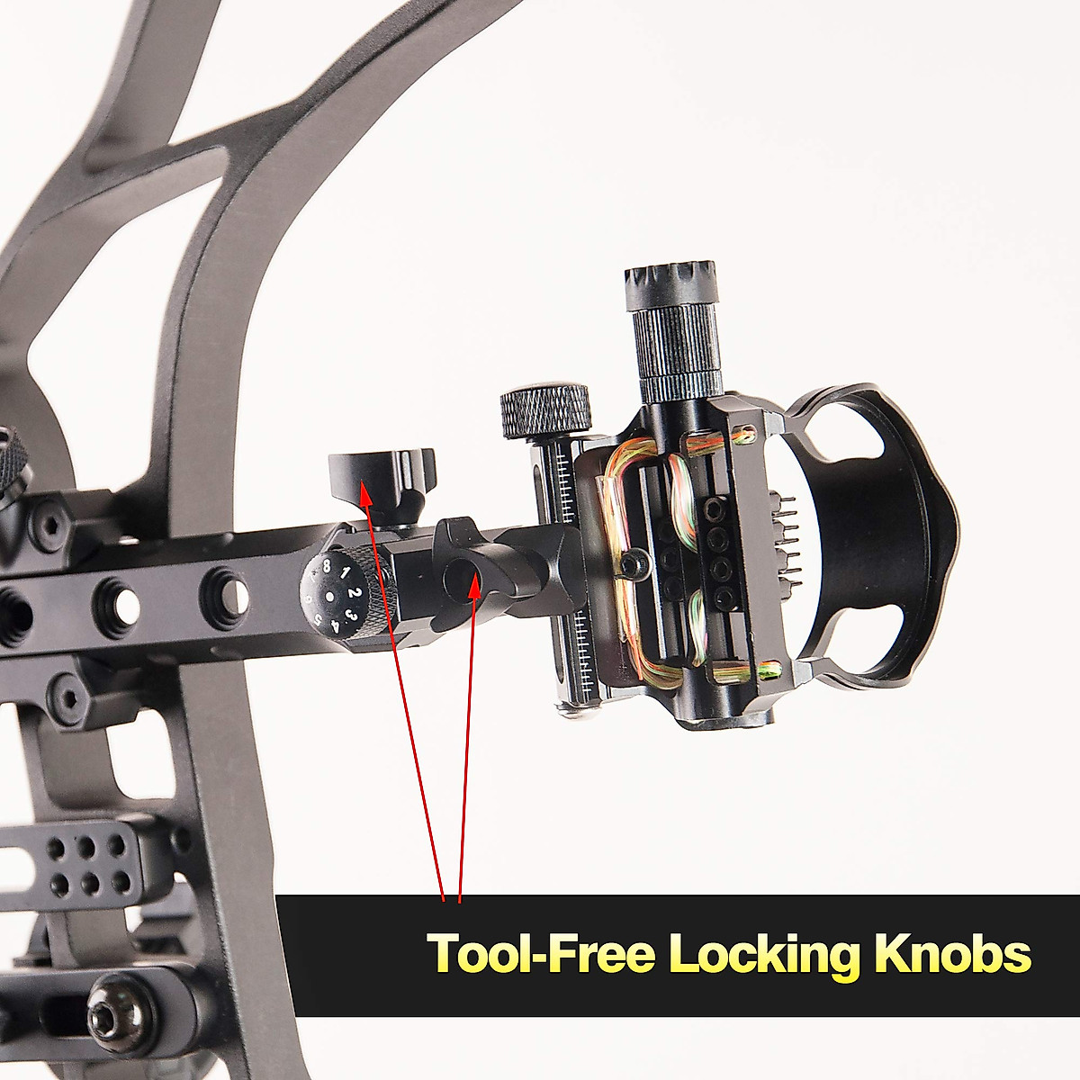 TOPOINT ARCHERY CNC Aluminum 5 Pins Or 7 Pins .019" Tool-Less Bow Sight with Micro Adjust Detachable Bracket LED Sight Light Left and Right Hand (PRO 7 PINS, Black)