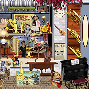 24 Pcs Dollhouse Musical Instruments Miniature Violin Piano Trumpet Saxophone Electric Guitar Tiny Christmas Instruments Set for Party Gift Mini House Musical Room Succulent Garden (Black Piano)