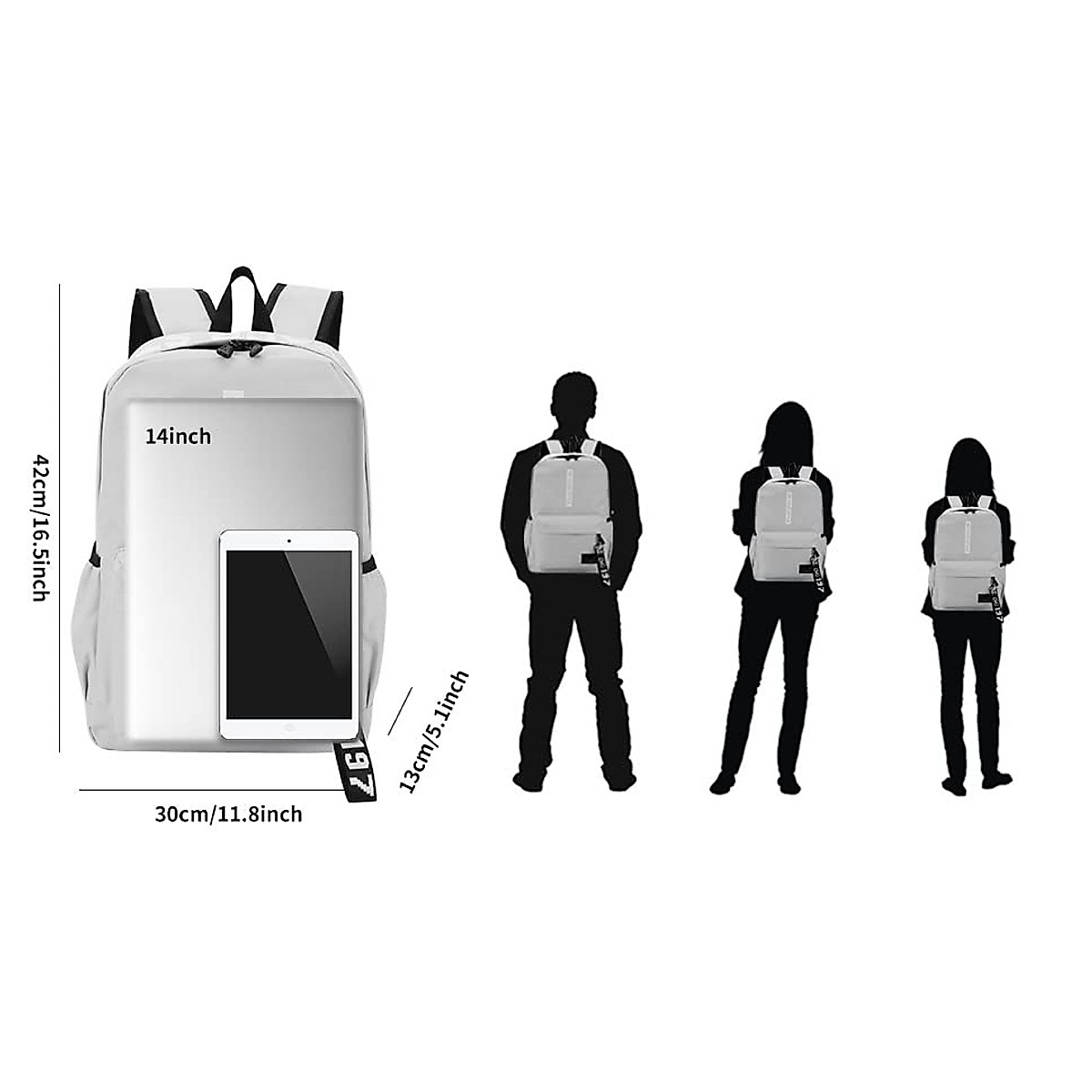 KEJIATOP Backpack for women men medium, school backpacks for girls teenagers, travel backpack fashion, waterproof bookbags for women college, cute backpacks with laptop compartment 14 inch(grey)