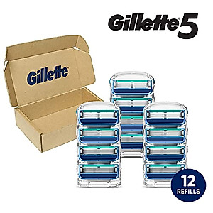 Gillette5 Mens Razor Blade Refills, 12 Count, Lubrastrip for a More Comfortable Shave