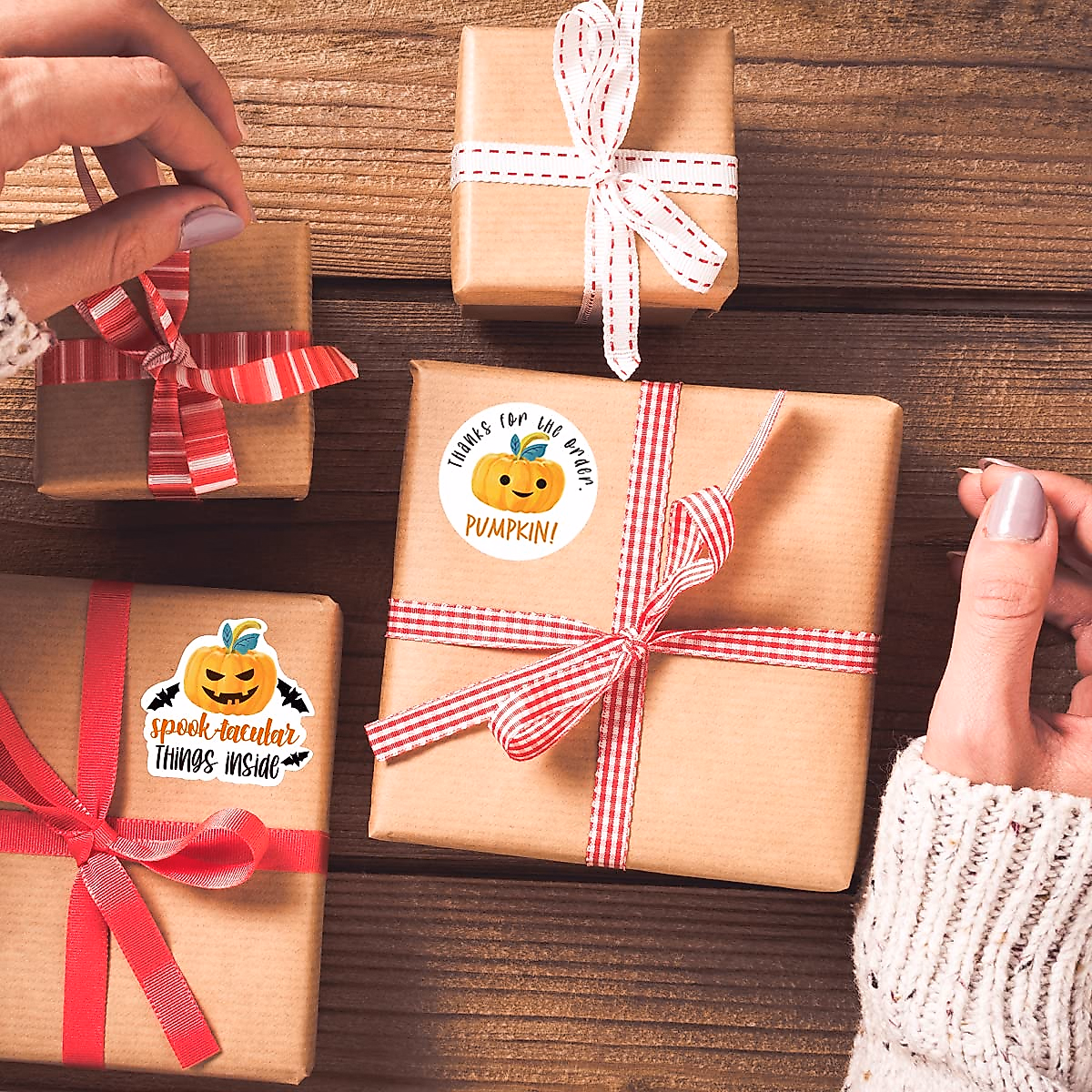 Wailozco 240 PCS Halloween Thanks Order Stickers,Funny Small Business Envelopes Stickers for Business Packages/Handmade Goods/Bags,Halloween Theme Small Shop Business Stickers for Envelopes Seals