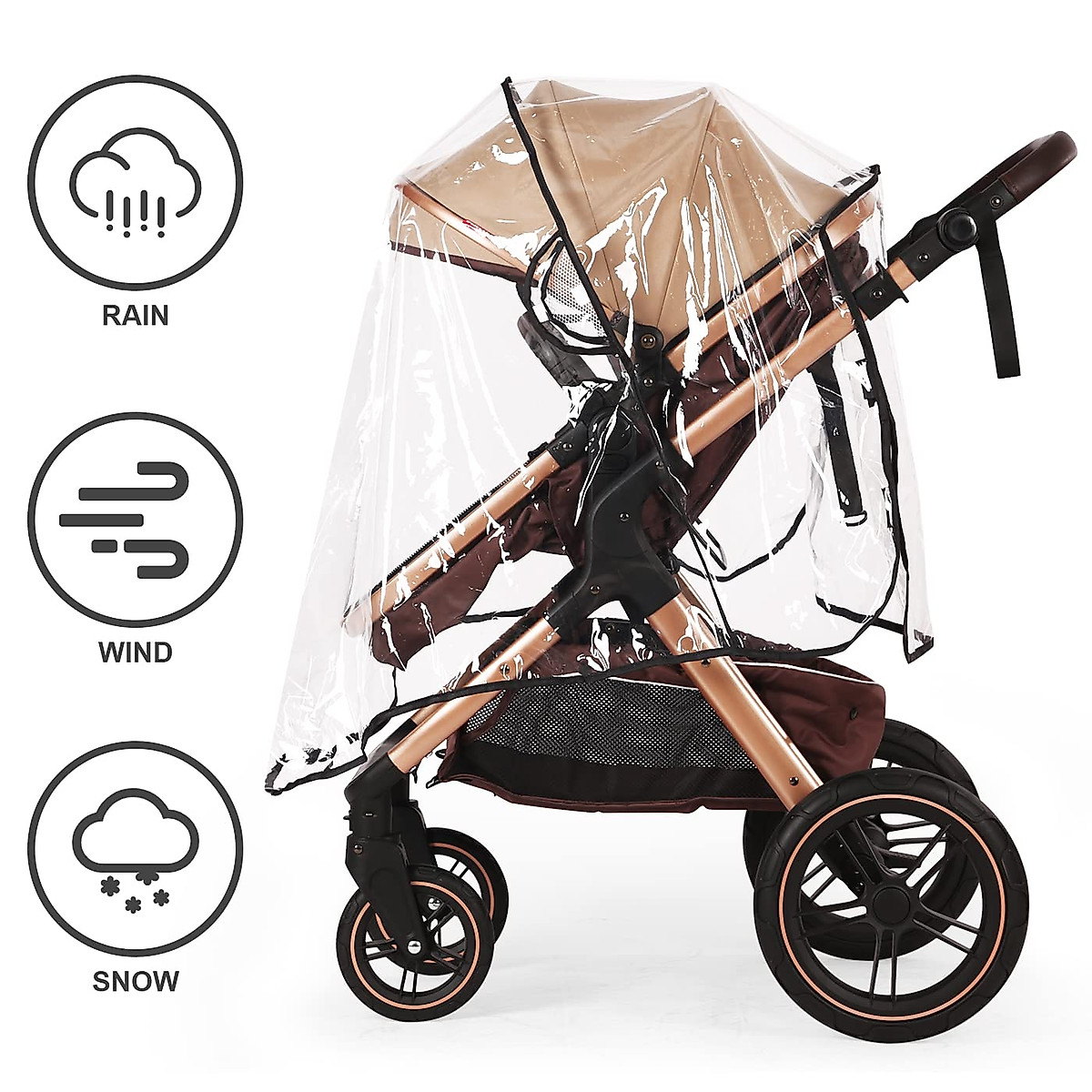 Stroller Rain Cover, Baby Stroller Weather Shields Universal Accessory, Waterproof, Windproof Protection, Protect from Dust Snow, Baby Travel Weather Shield for Outdoor