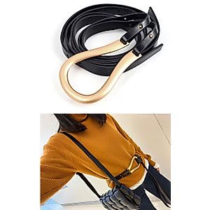 Block Garden Women PU Leather Waist Belt Double Strap Tie Wrap Cinch Belt, 01 Black